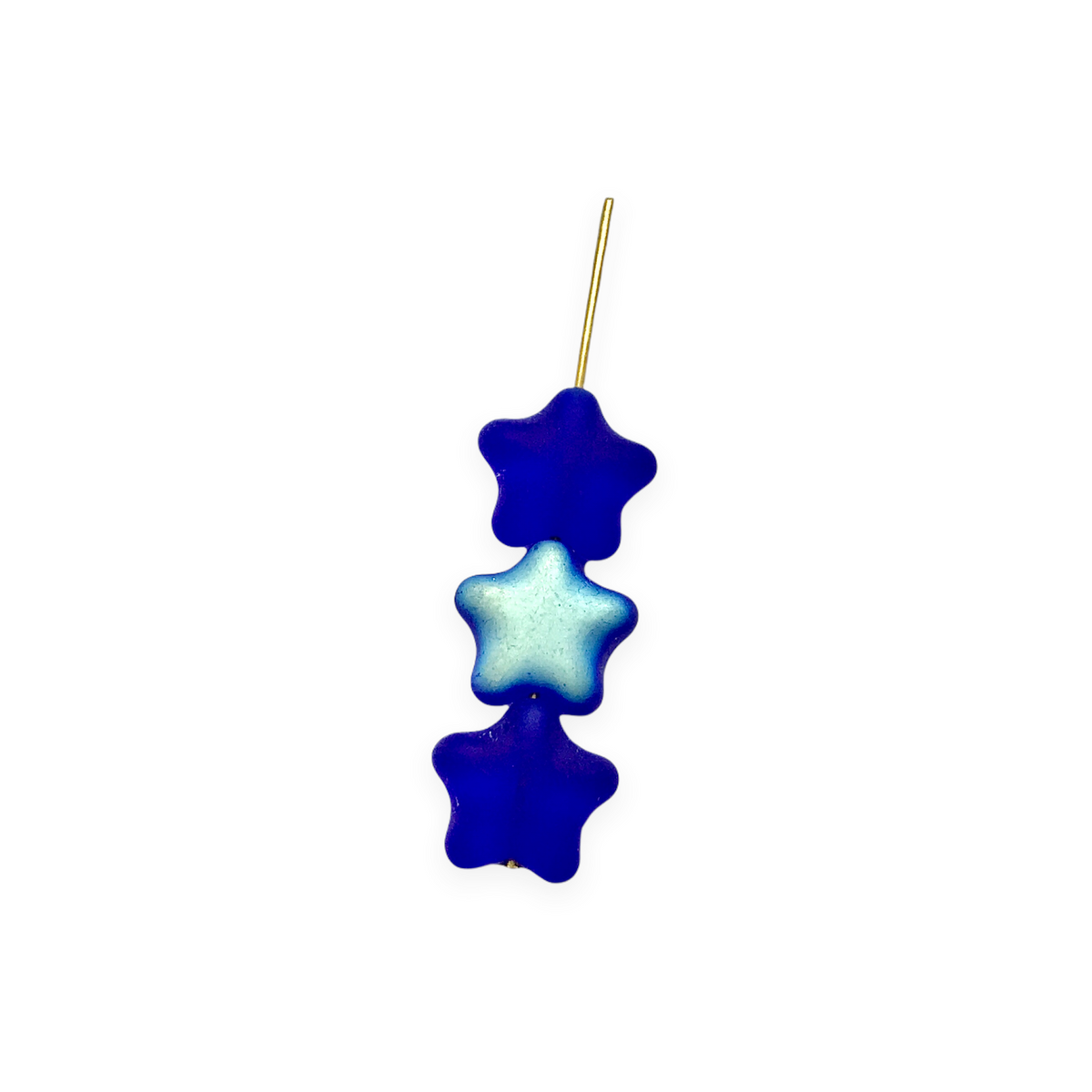 Czech glass puffed star beads 20pc frosted blue AB finish 12mm – Orange ...