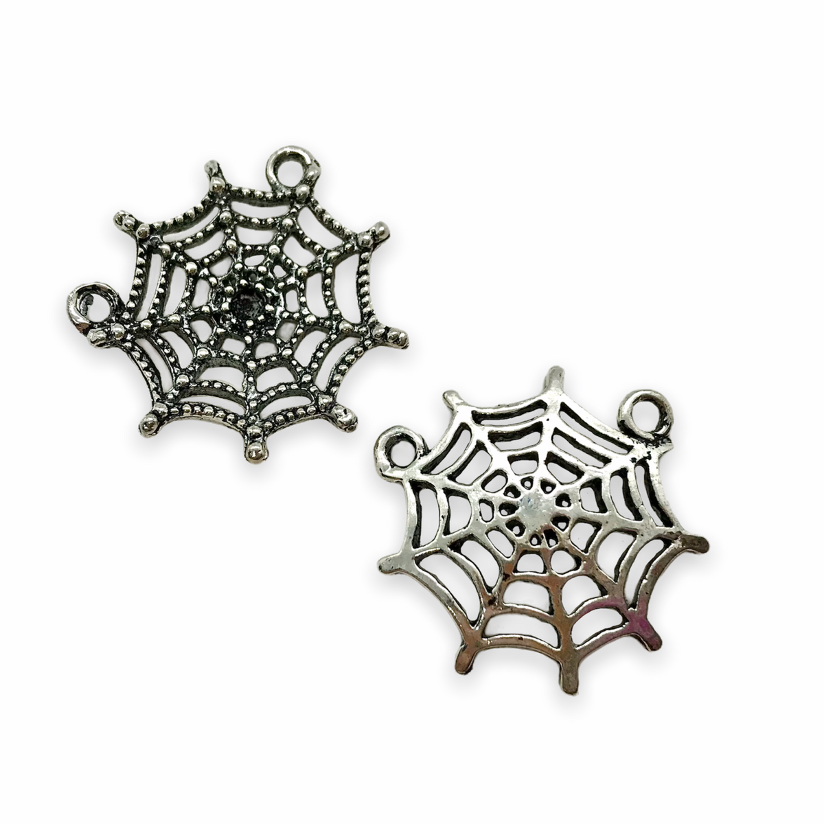 Antique silver spider web charms connectors 2pc lead free pewter ...