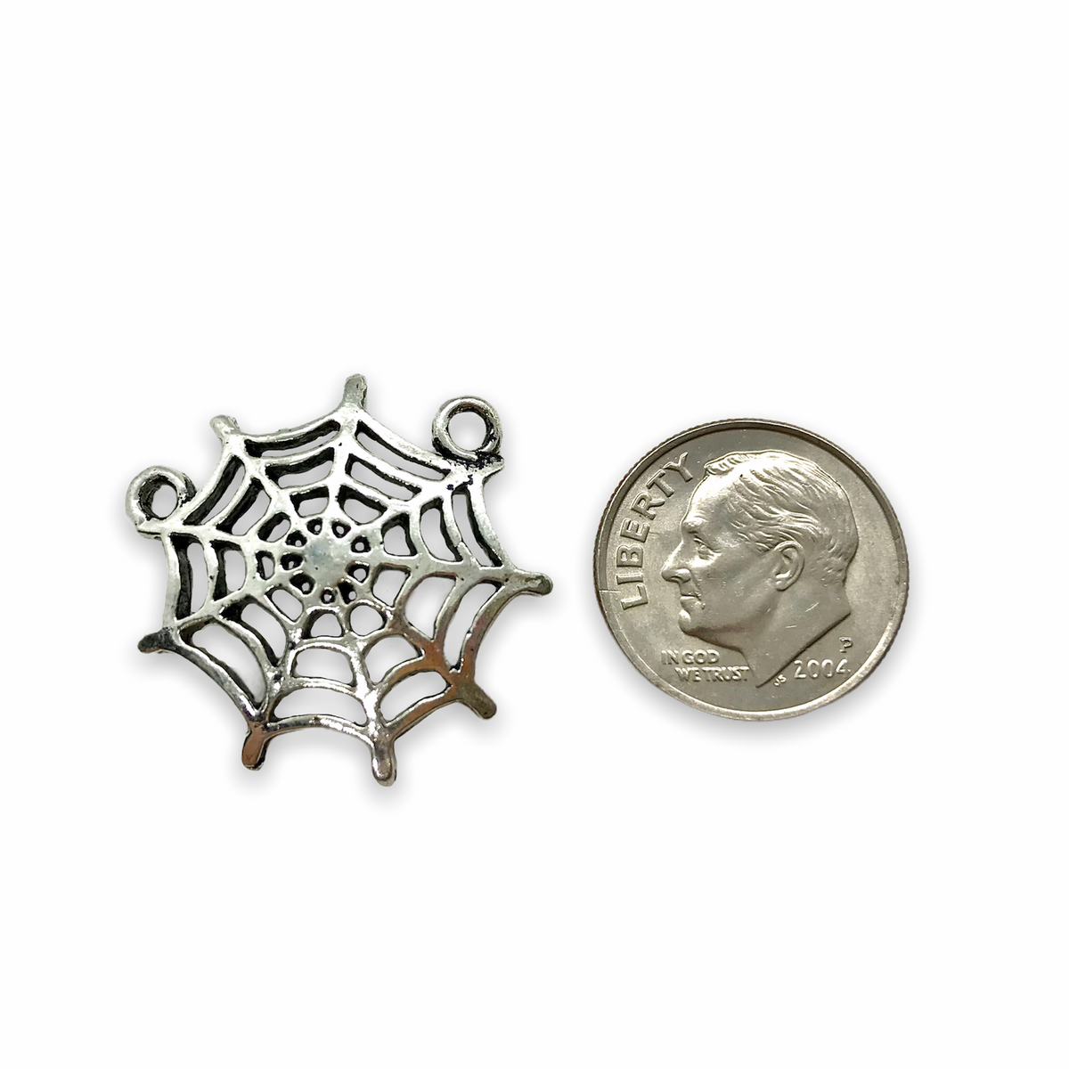 Antique silver spider web charms connectors 2pc lead free pewter ...